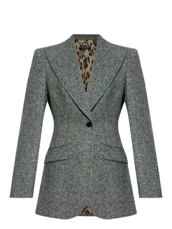 Dolce & Gabbana Single-button Tweed Jacket - Grey