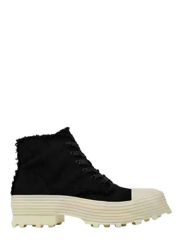 Camper Traktori Frayed Lace-up Boots - Black