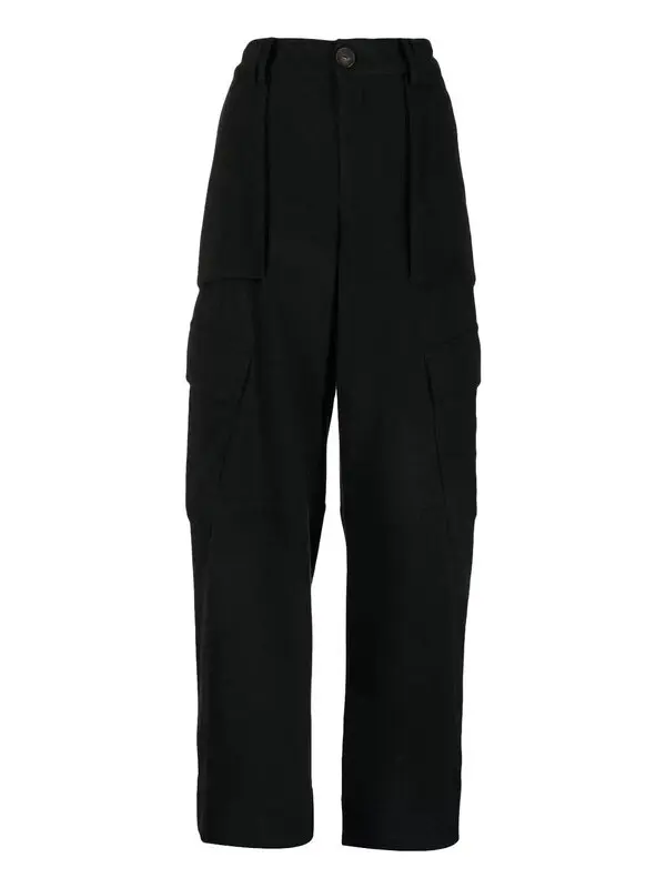 Vince Flannel Wide-leg Trousers - Black