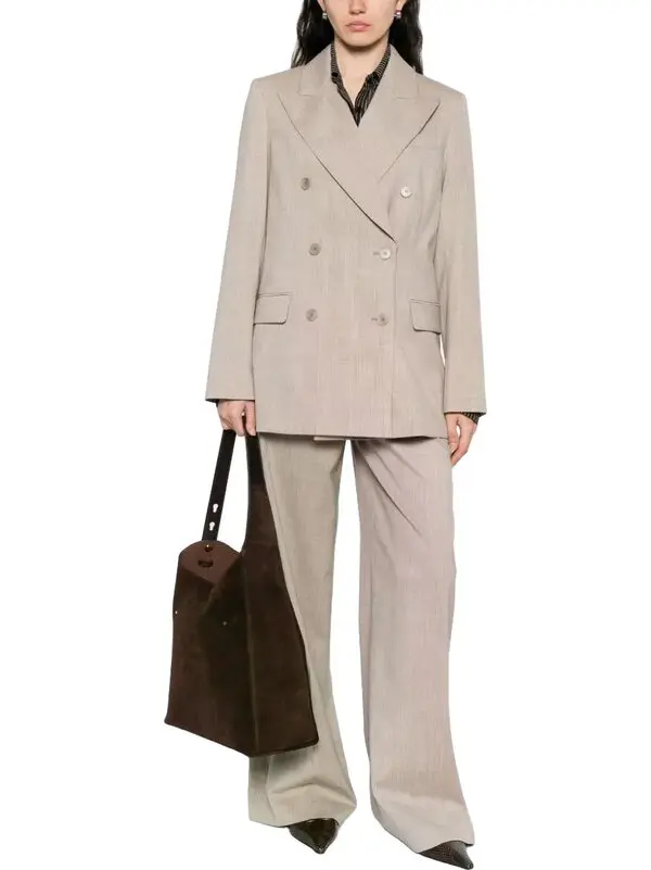 JOSEPH Pinstripe Wool Trousers - Neutrals