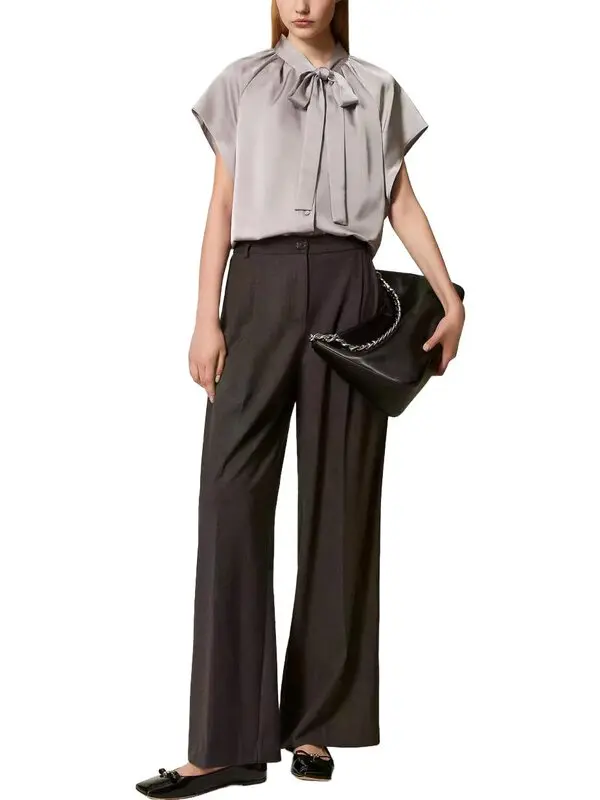 TWINSET Pleated Palazzo Trousers - Grey