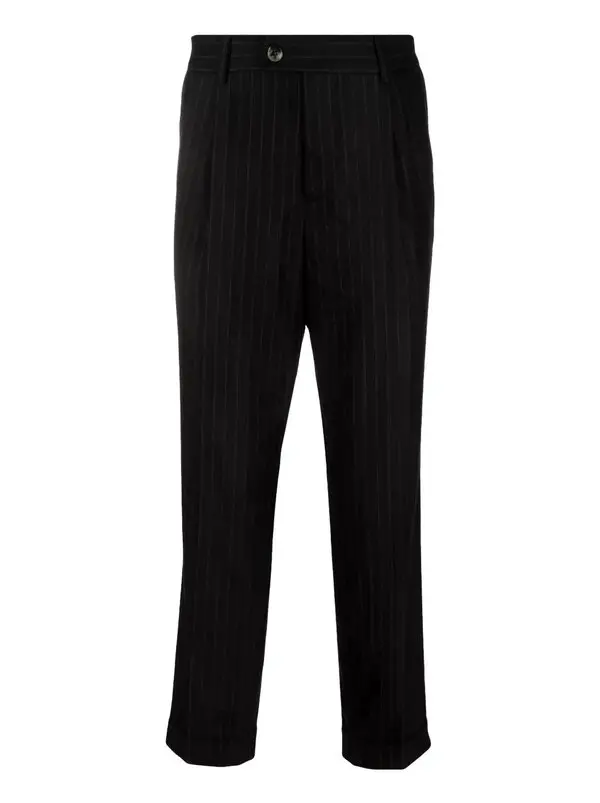 Brunello Cucinelli Pinstripe Virgin Wool Trousers - Black