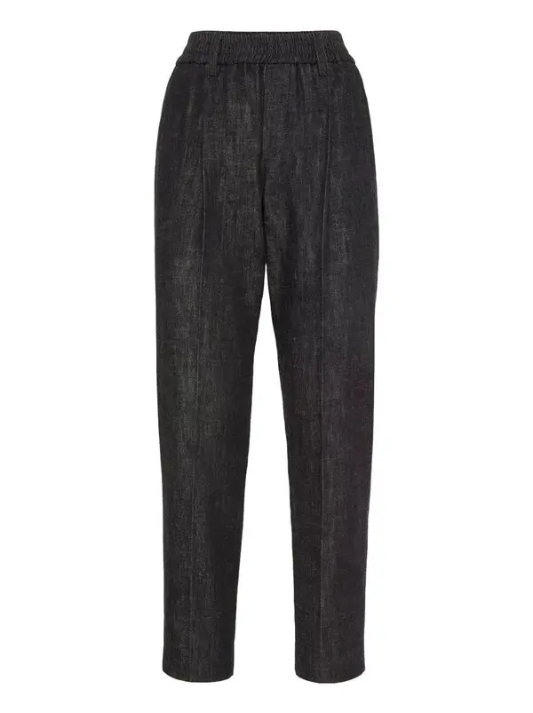 Brunello Cucinelli High-waisted Tapered Jeans - Black