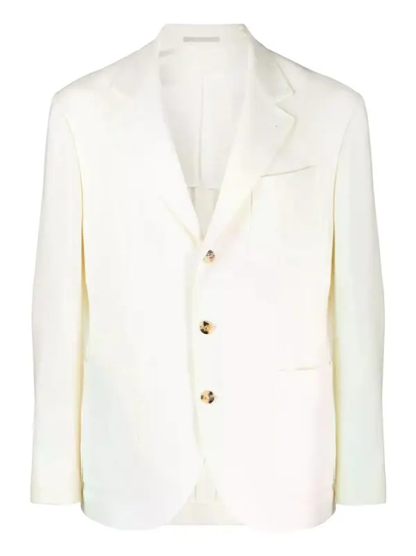 Brunello Cucinelli Single-breasted Wool-blend Blazer - White