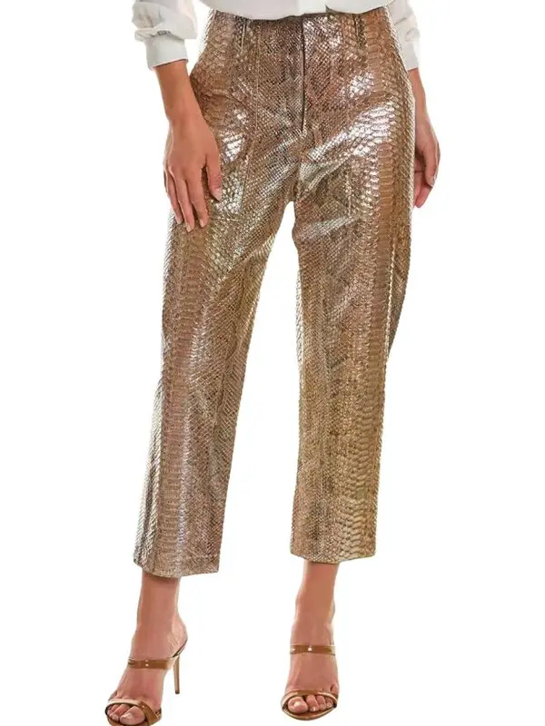 Brunello Cucinelli Snakeskin-print Leather Trousers - Neutrals