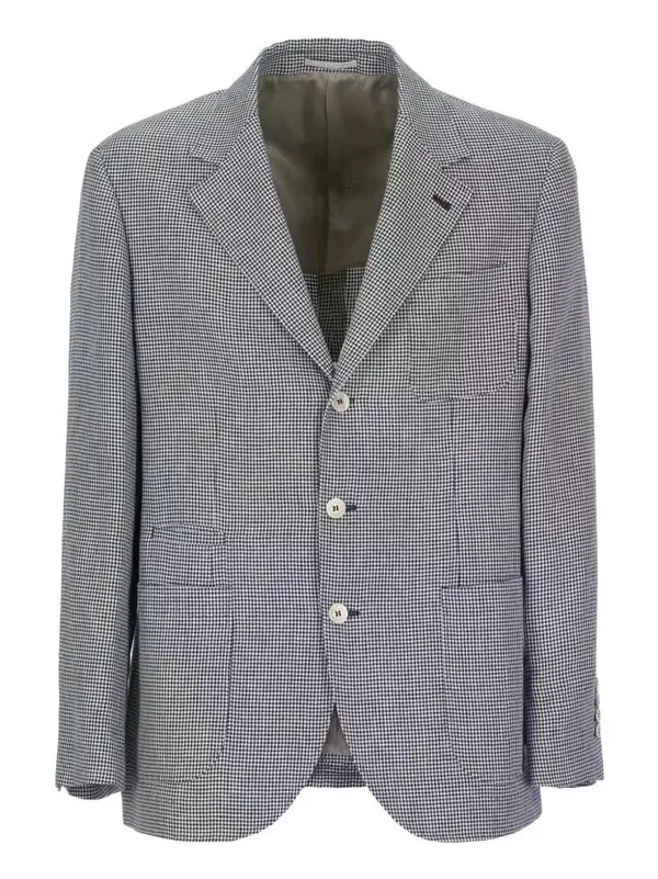 Brunello Cucinelli Pied-de-poule Linen Blazer - Grey
