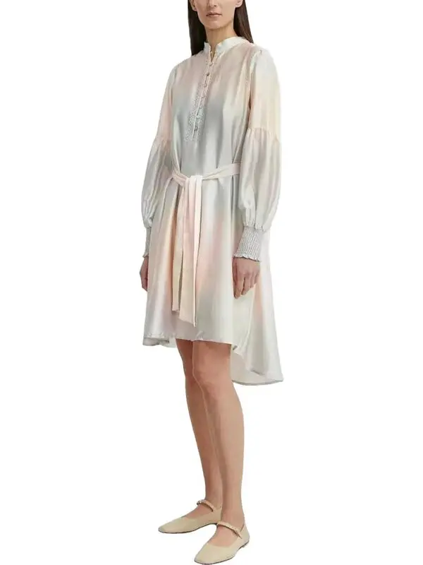 BRUUNS BAZAAR Balloon Sleeve Belted Dress - Pink