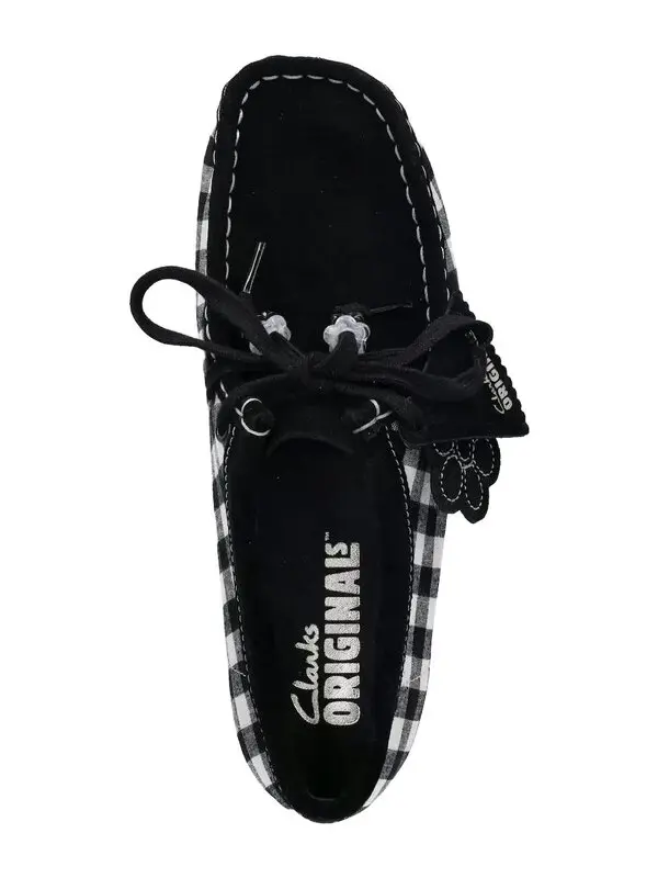 Clarks Gingham-check Flower Embellished Loafers - Black