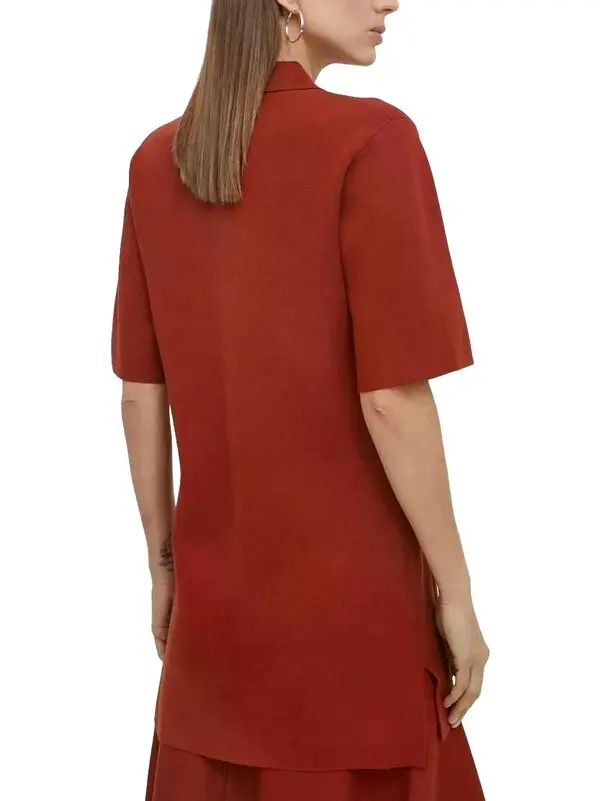 Tiger Of Sweden Zip-front Knitted Polo Top - Orange