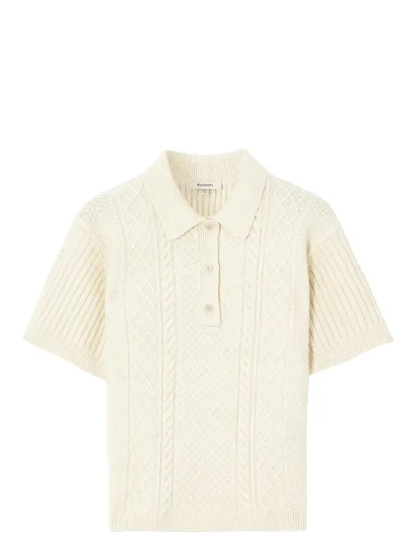 JW Anderson Cable Knit Polo Shirt - Neutrals