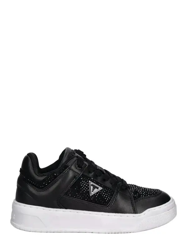Guess Crystal Embellished Lace-up Trainers - Black
