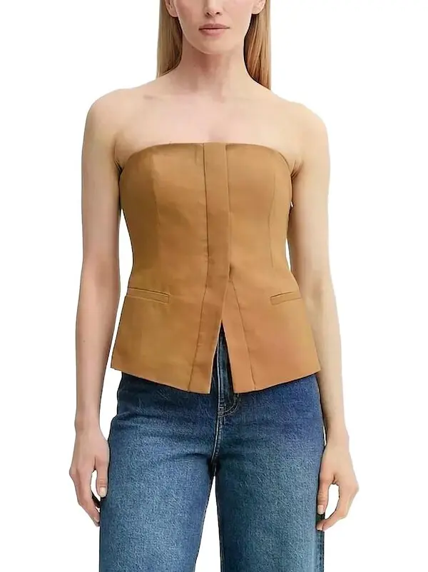 A.L.C. Strapless Darted Top - Brown