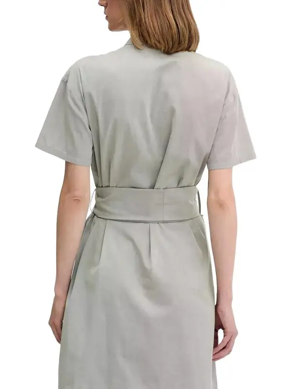 Emporio Armani Belted Mini Dress With Embroidered Logo - Grey