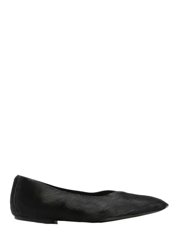 Rick Owens Square-toe Calf-hair Ballet Flats - Black