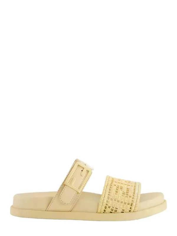 Fendi Feel Buckle Woven Raffia Sandals - Neutrals