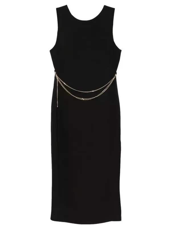 TWINSET Sleeveless Midi Dress With Chain Embellishment - Black