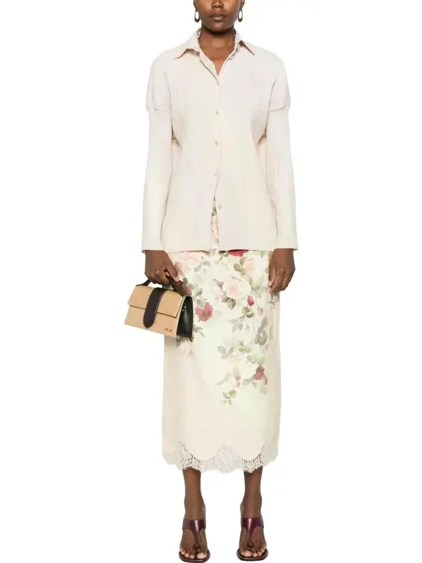 FORTE_FORTE Pleated Scalloped Collar Shirt - Neutrals