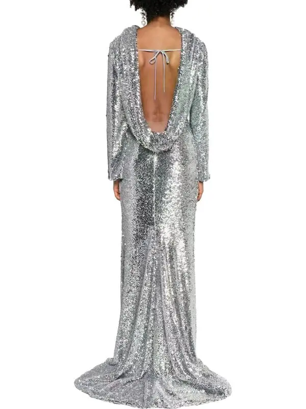 Giuseppe Di Morabito Sequined Asymmetric Evening Gown - Silver