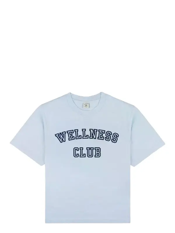 SPORTY & RICH Logo Print Cotton T-shirt - Blue