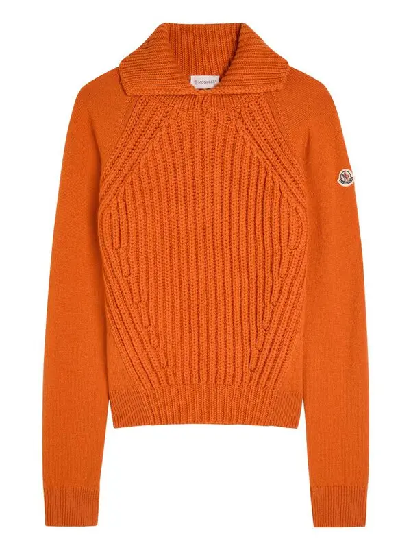 Moncler Wool And Cashmere-blend Roll Neck Jumper - Orange