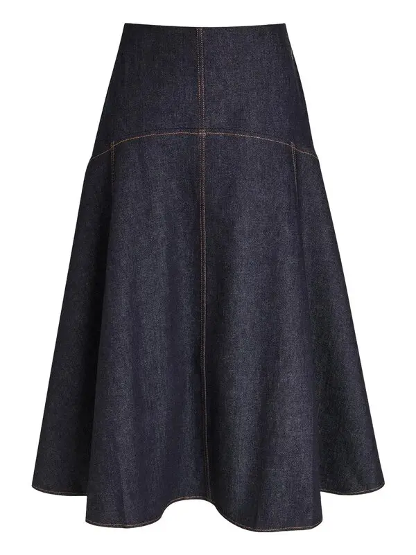 Jacquemus La Triangle De-nîmes Panelled Midi Skirt - Navy