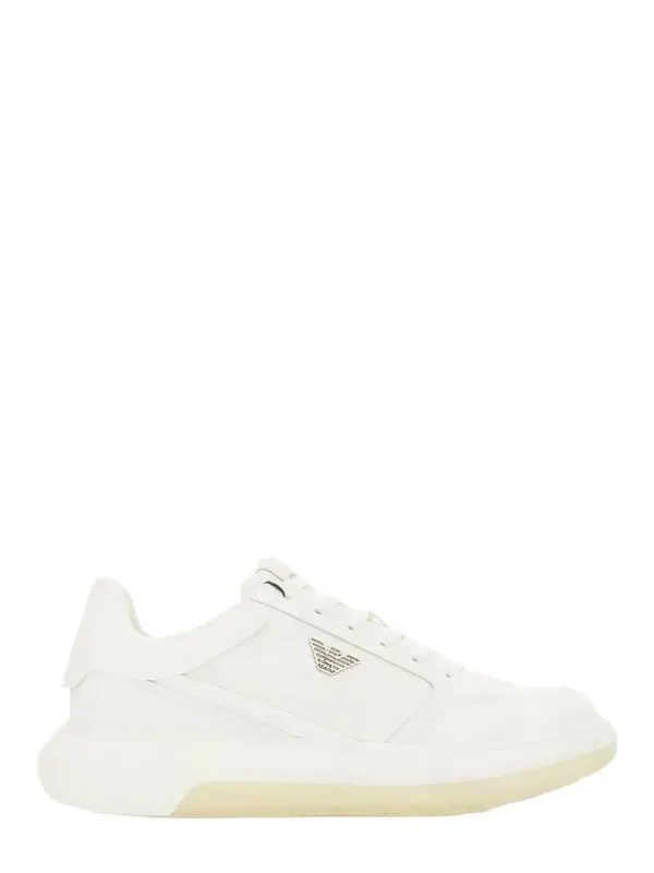 Emporio Armani Leather Platform Sneakers - White