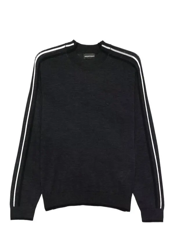 Emporio Armani Striped Detail Wool Sweater - Grey