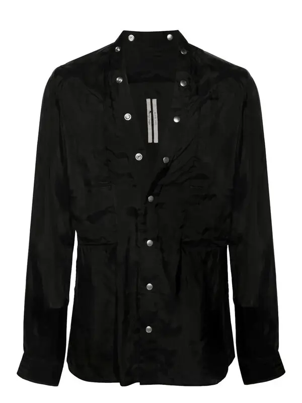 Rick Owens V-neck Satin-finish Shirt - Black