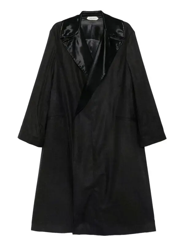 Alberta Ferretti Wool Coat With Satin Lapels - Black