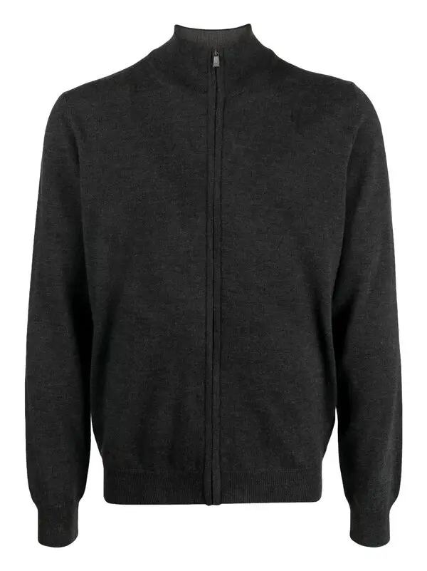 Corneliani Virgin Wool Zip-up Cardigan - Grey