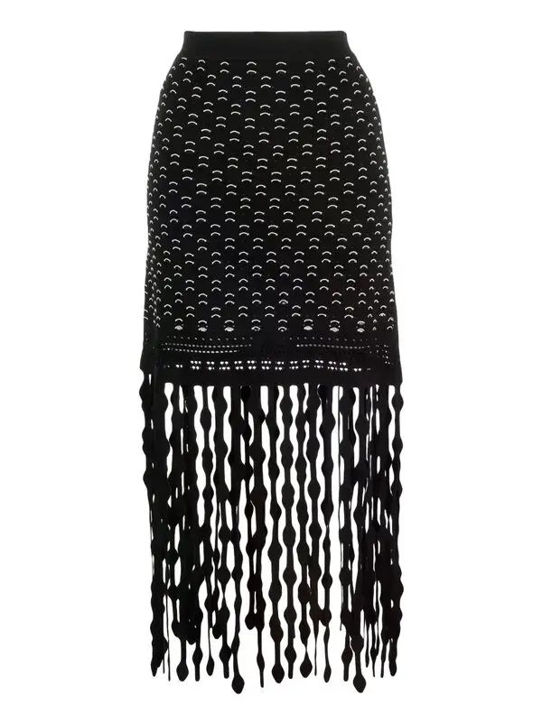 Simkhai Fringed Knit Midi Skirt - Black