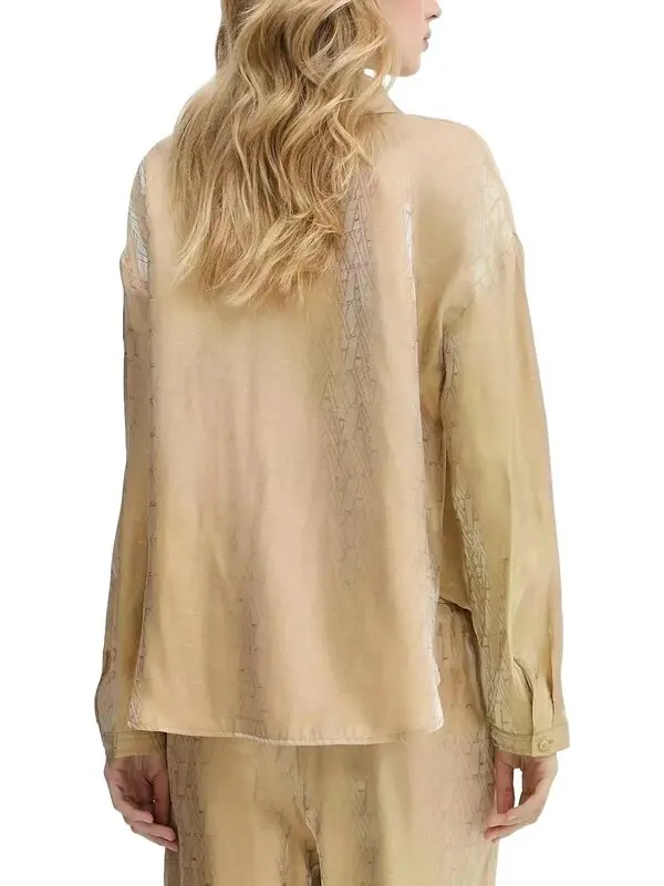 Armani Exchange Monogram Pattern Collared Shirt - Neutrals