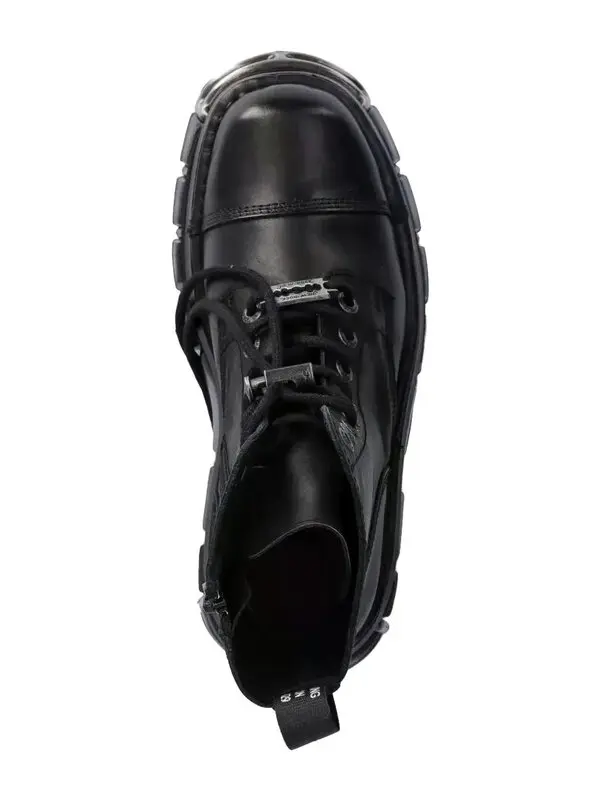 NEW ROCK Metallic Lace-up Platform Boots - Black