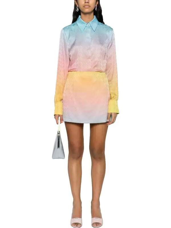 Casablanca Pastel Gradient Silk Jacquard Shirt - Blue