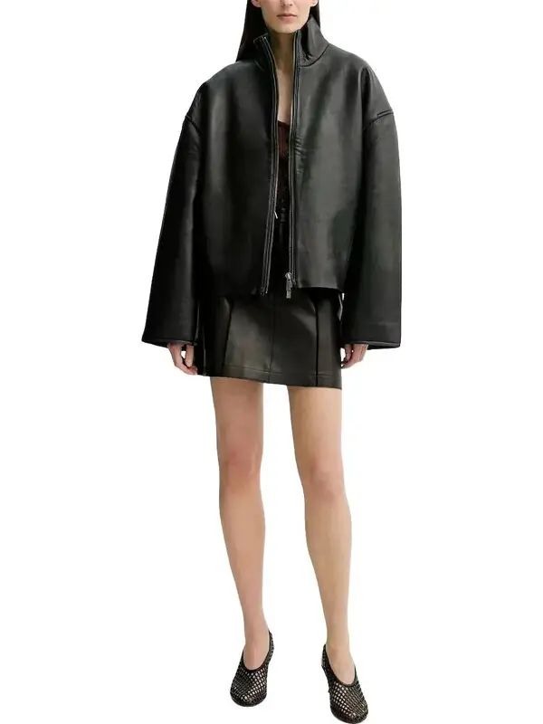 AERON Button-fastening Leather Mini Skirt - Black