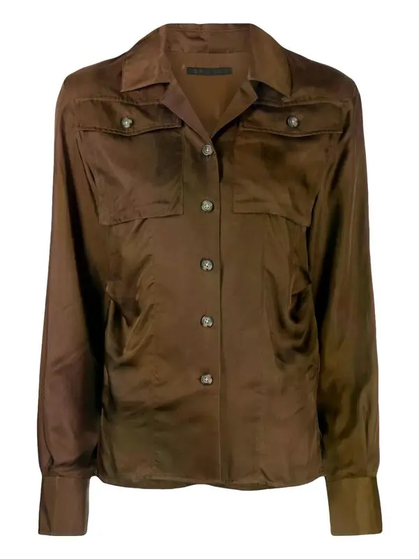 Helmut Lang Tobacco Satin Finish Shirt - Brown