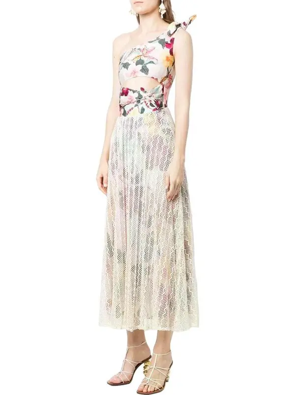 PatBO Hibiscus Floral-print One-shoulder Maxi Dress - Neutrals