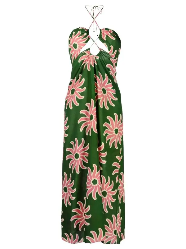 CALA DE LA CRUZ Graphic-print Midi Dress - Multicolour