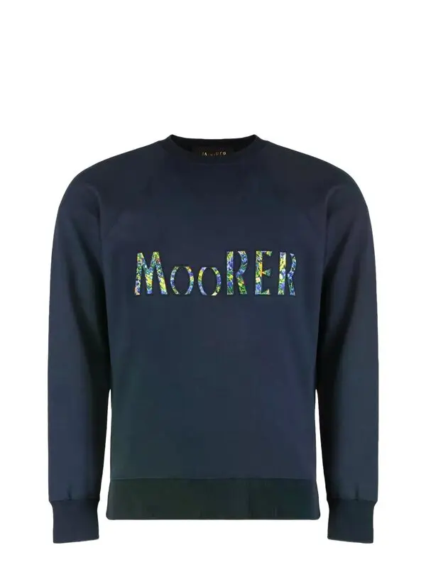 MOORER Embroidered Raglan-sleeve Sweatshirt - Blue