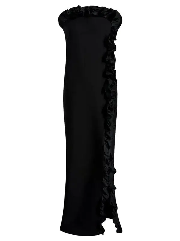 Cinq À Sept Ruffle-detail Strapless Gown - Black