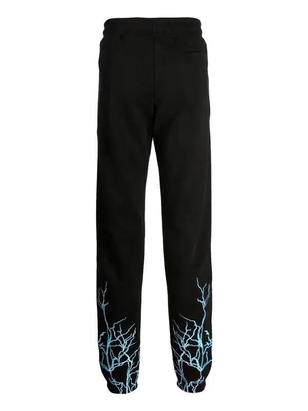 PHOBIA Lightning-print Cotton Track Trousers - Black