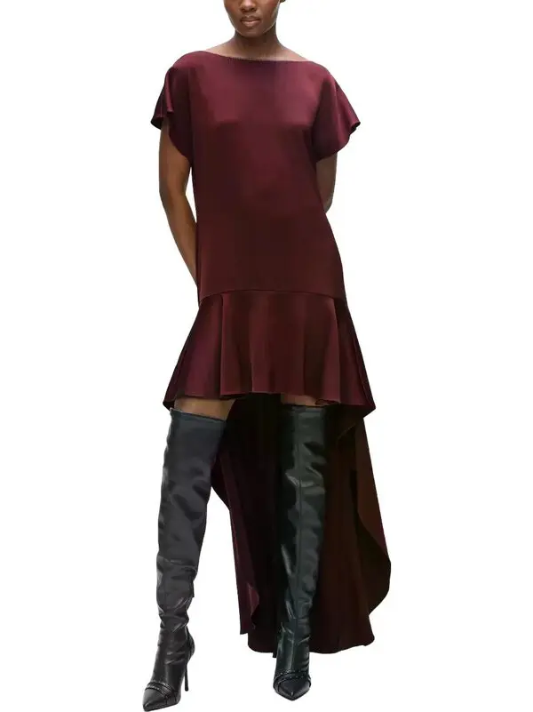 Karl Lagerfeld Burgundy Satin High-low Dress With Open Back - Red