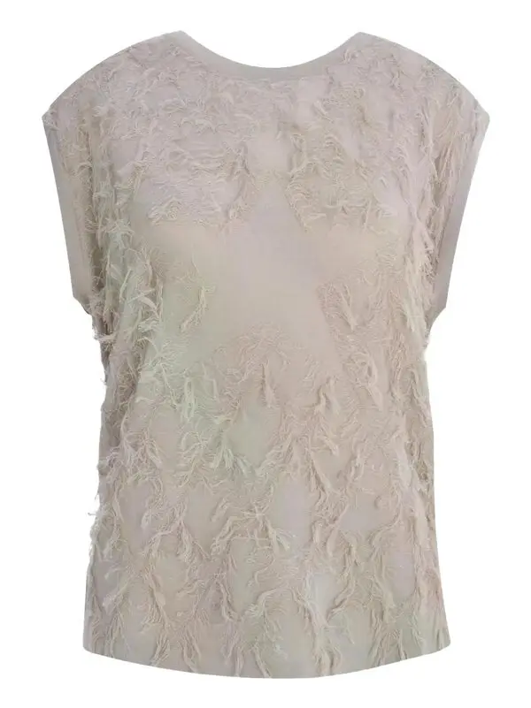 Lorena Antoniazzi Star Motif Frayed Knit Vest - Neutrals