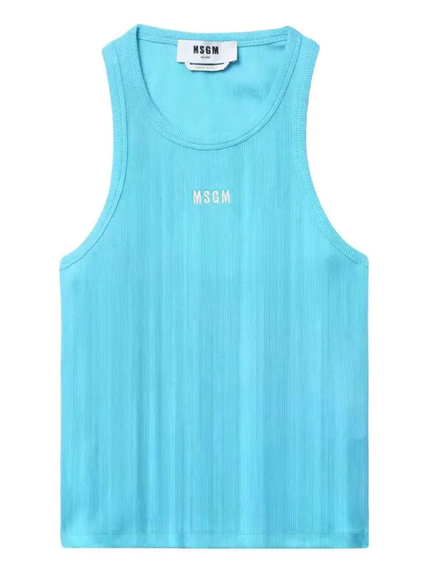 MSGM Logo Embroidered Tank Top - Blue