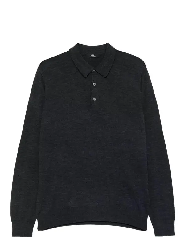 Alpha Studio Polo-neck Long-sleeve Sweater - Grey