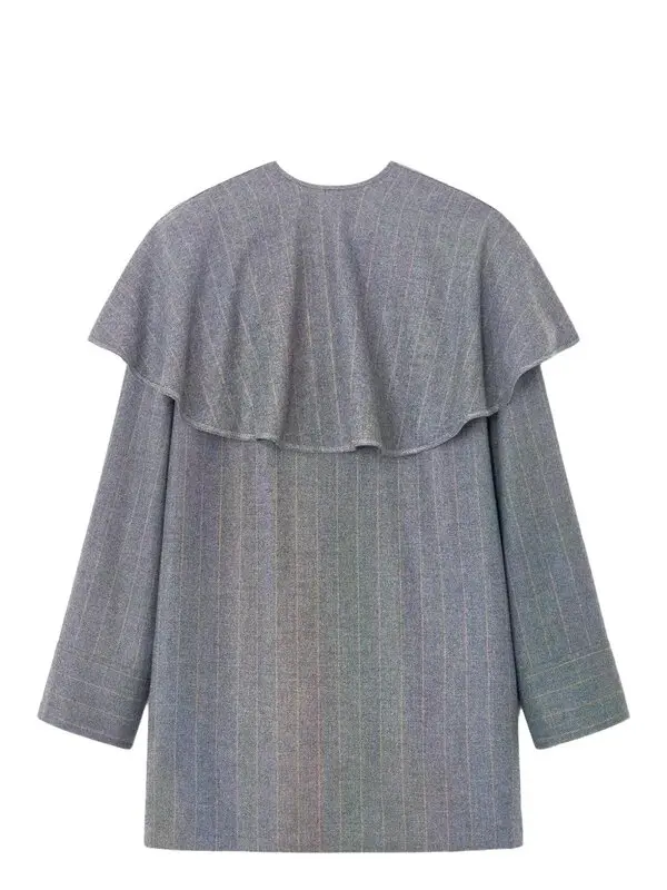 GANNI Pinstripe Ruffled Dress - Grey