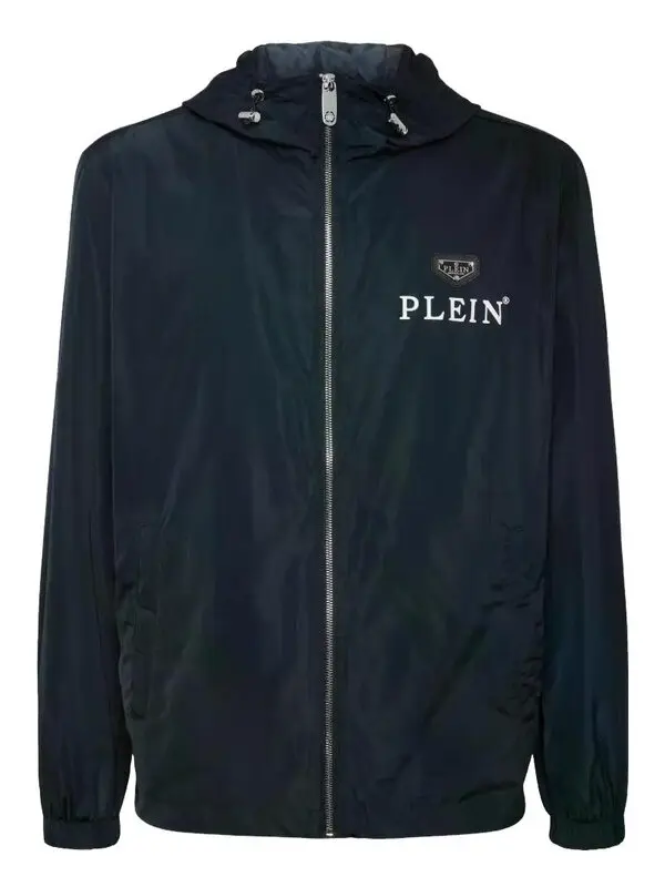 Philipp Plein Logo Plaque Hooded Jacket - Blue