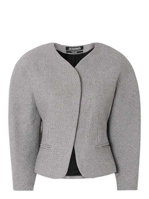 Jacquemus Ovalo Cotton And Wool-blend Cropped Jacket - Gray