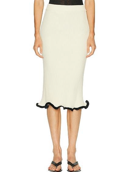 JIL SANDER Velvet Frill Skirt - Cloud