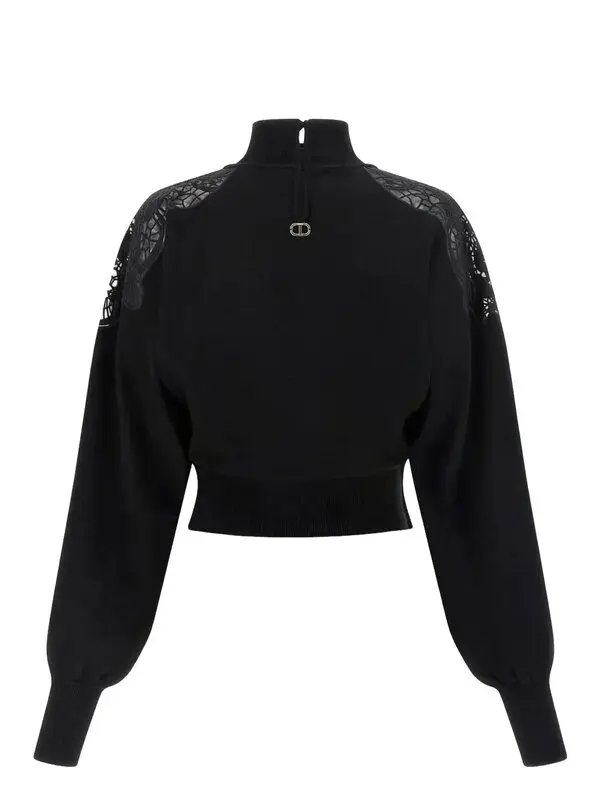TWINSET Lace-insert High-neck Sweater - Black